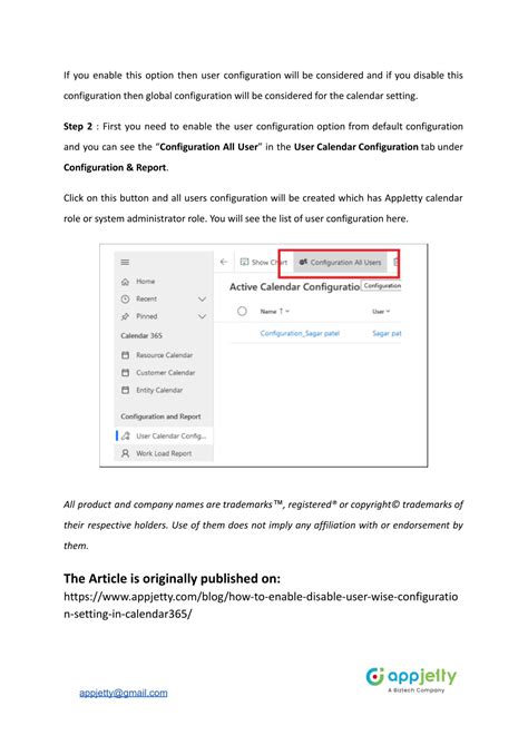 ppt how to enable disable user wise configuration setting in calendar