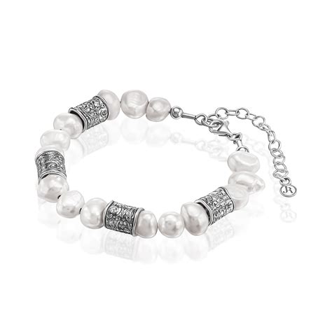 Sterling Silver Freshwater Pearl Chain Bracelet Jean Rachel Jewelry