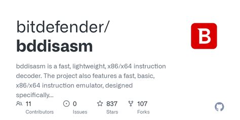 Github Bitdefenderbddisasm Bddisasm Is A Fast Lightweight X86x64 Instruction Decoder The
