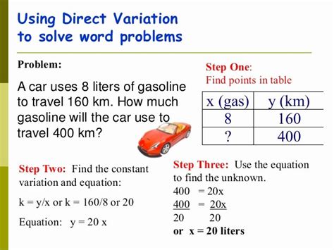 50 Direct Variation Word Problems Worksheet