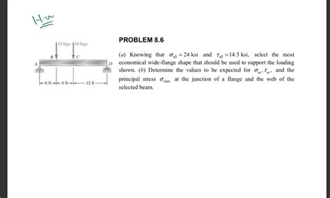 solved problem 8 6 a ﻿knowing that σall 24ksi and