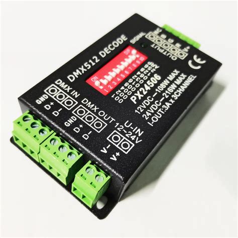 PX24506 DMX512 Decoder Driver 9A DMX 512 Amplifier Controller DC12V 24V RGB LED Strip Light Tape
