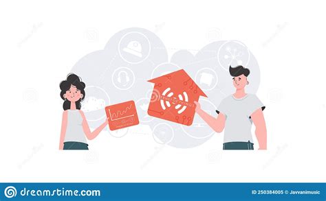 Iot Concept A Man And A Woman Are A Team In The Field Of The Internet Of Things Good For