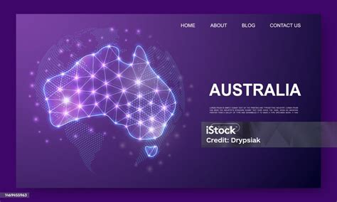 호주 3d 낮은 폴리 웹 사이트 템플릿입니다 호주 지도 디자인 그림 개념 웹사이트 디자인을 위한 다각형 대륙 실루엣 기호 0명에 대한 스톡 벡터 아트 및 기타 이미지