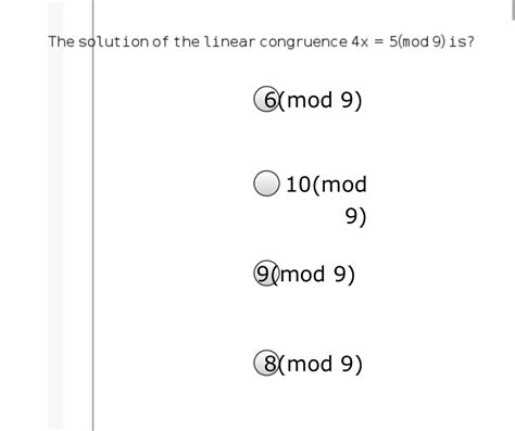 answered the solution of the linear congruence… bartleby
