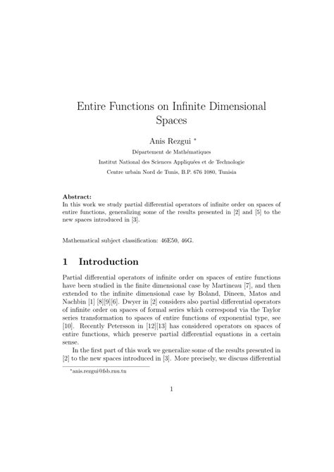 Pdf Entire Functions On Infinite Dimensional Spaces
