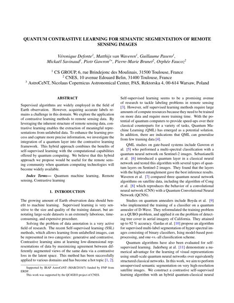 Pdf Quantum Contrastive Learning For Semantic Segmentation Of Remote
