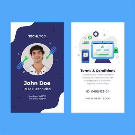 Free Vector Gradient Tech Repair Id Card Template