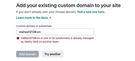 Subdomain “already Managed By Netlify Dns On Another Team” Support