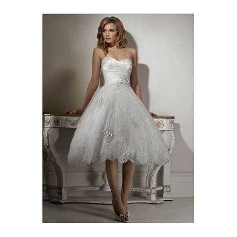 Organza Strapless A Line Tea Length Short Wedding Dresses Flickr