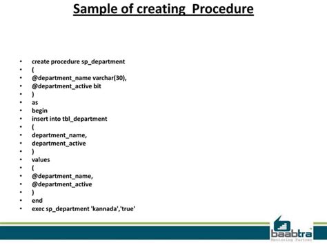 stored procedure in sql server ppt