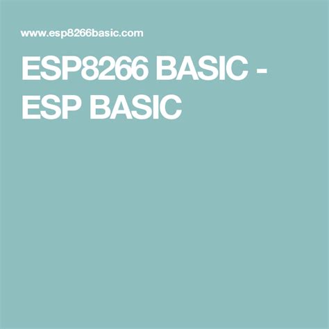 Esp8266 Basic Esp Basic Esp Basic Web Server