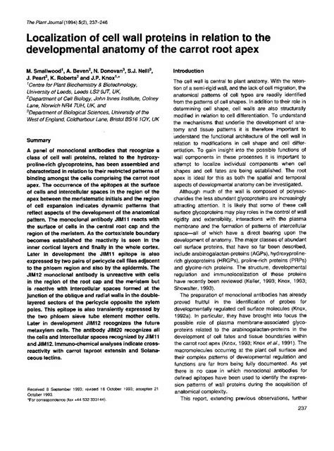 Pdf Localization Of Cell Wall Proteins In Relation To The