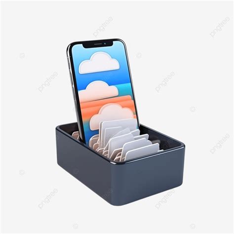 3d Rendering Of Mobile Phone Uploading And Downloading Files In Cloud