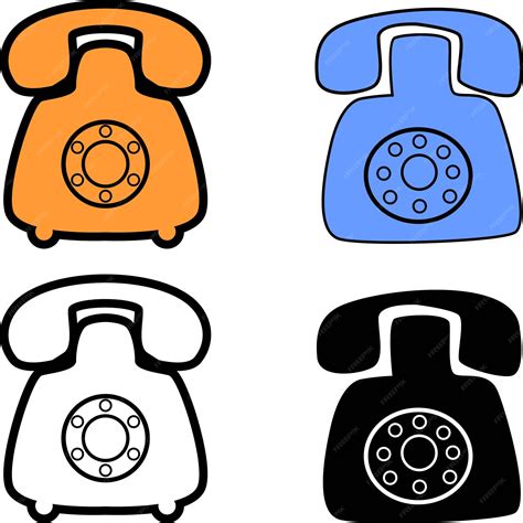 레트로 전화 아이콘 세트 프리미엄 벡터