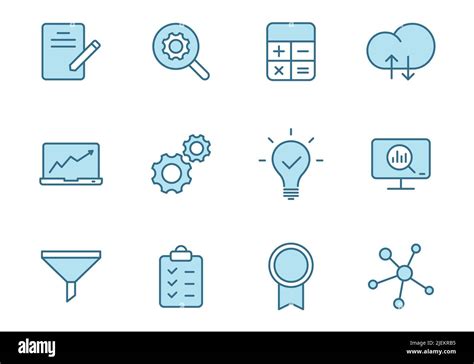Data Analytics Linear Vector Icons In Two Colors Isolated On White