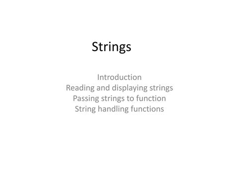 Strings In C Pptx