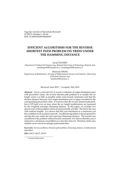 Pdf Efficient Algorithms For The Reverse Shortest Path Problem On