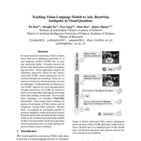 Teaching Vision Language Models To Ask Resolving Ambiguity In Visual Questions Acl Anthology