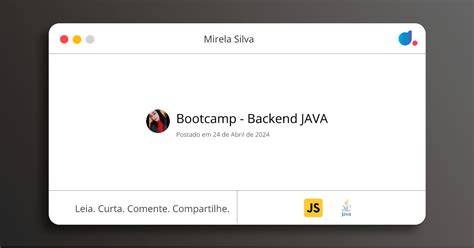 Bootcamp Backend Java Mirela Silva Javascript Java Dio