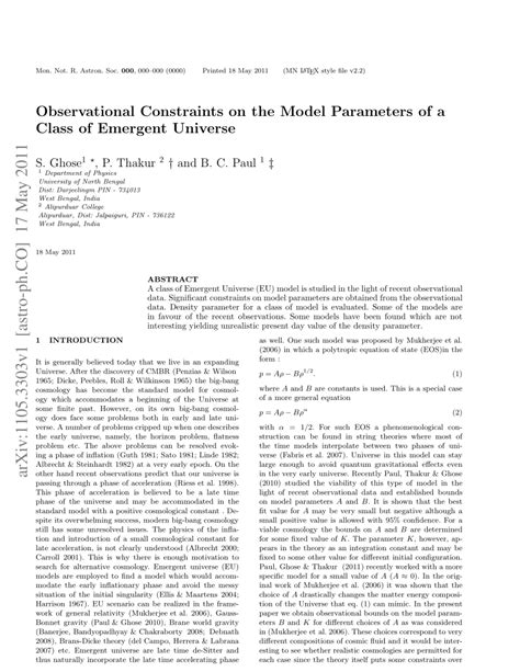 Pdf Observational Constraints On The Model Parameters Of A Class Of