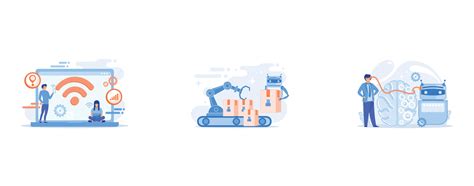 Business People Using Laptop And Smartphone With Wifi Connection Robot Substituting Human