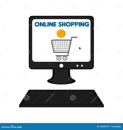 Computer Displaying A Shopping Cart Stock Vector Illustration Of