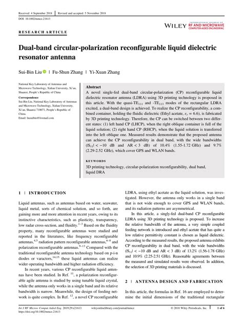 Dual Band Circular Polarization Reconfigurable Liquid Dielectric Resonator Antenna Request Pdf
