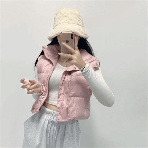 리마인 [사장소장 에이블리최저가] 하이넥 숏 크롭 패딩 조끼 4color 위시버킷