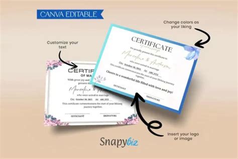 Canva Editable Marriage Certificate Templates Snapybiz