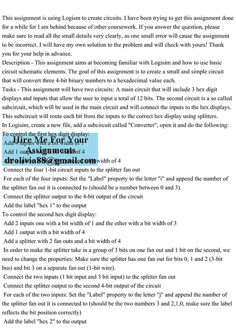This Assignment Is Using Logism To Create Circuits I Have Been Tryi Pdf