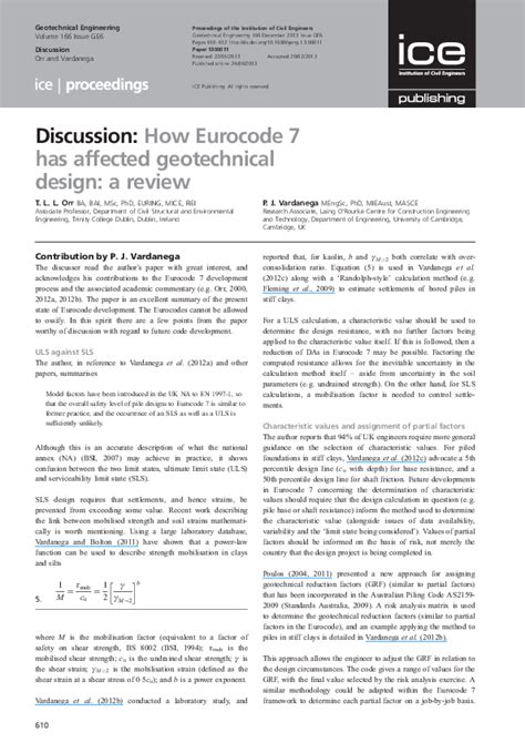 Pdf Discussion How Eurocode 7 Has Affected Geotechnical Design A Review