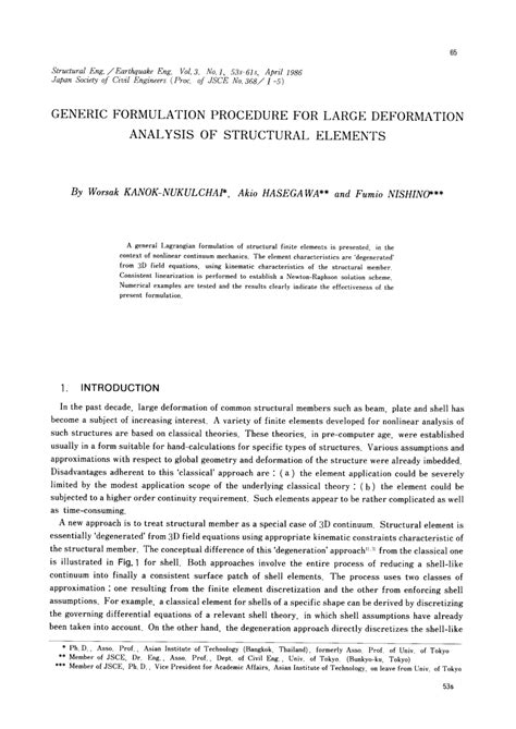 Pdf Generic Formulation Procedure For Large Deformation Analysis Of