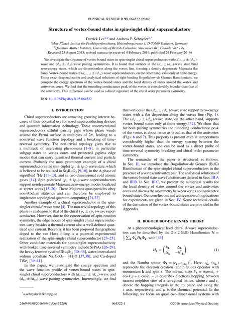Pdf Structure Of Vortex Bound States In Spin Singlet Chiral Superconductors
