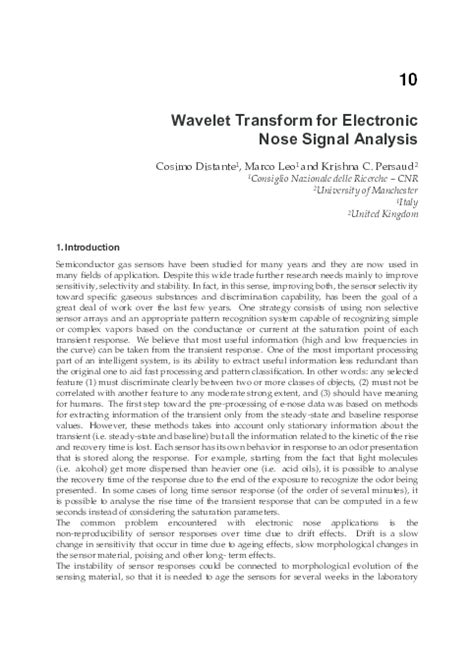 pdf wavelet transform for electronic nose signal analysis