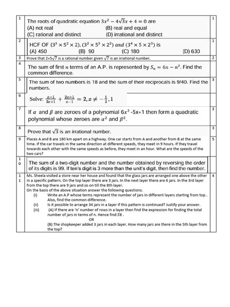 assessment 1 class x pdf
