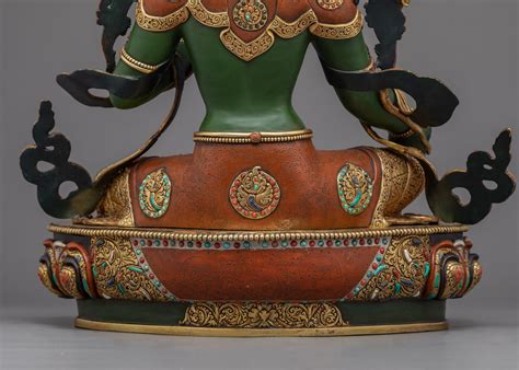 Tibetan Statue Green Tara Traditionally Hand Carved Artwork 48cm X 37cm Artofit