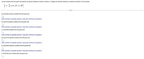 Solved List All Numbers From The Given Set That Are A Chegg