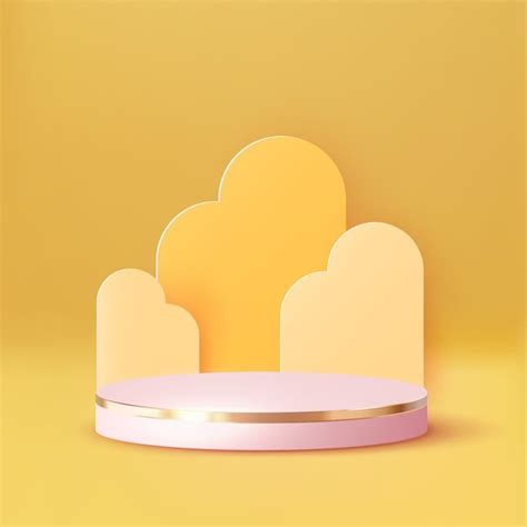 3d 포디움 추상 장면 배경 제품 프리젠테이션 모의 쇼 화장품 제품 블랭크 포디움 스테이지 받침대 또는 플랫폼 3d 벡터 렌더 프리미엄 벡터