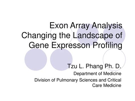 PPT Exon Array Analysis Changing The Landscape Of Gene Expresson Profiling PowerPoint