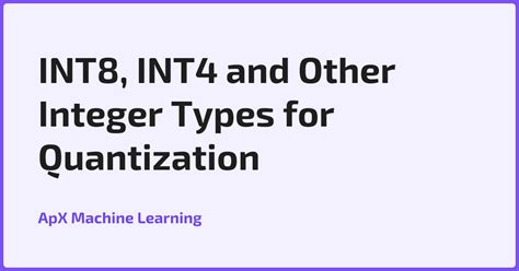Int8 Int4 And Other Integer Types For Quantization