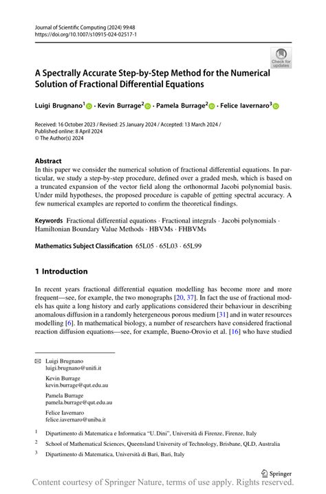 Pdf A Spectrally Accurate Step By Step Method For The Numerical