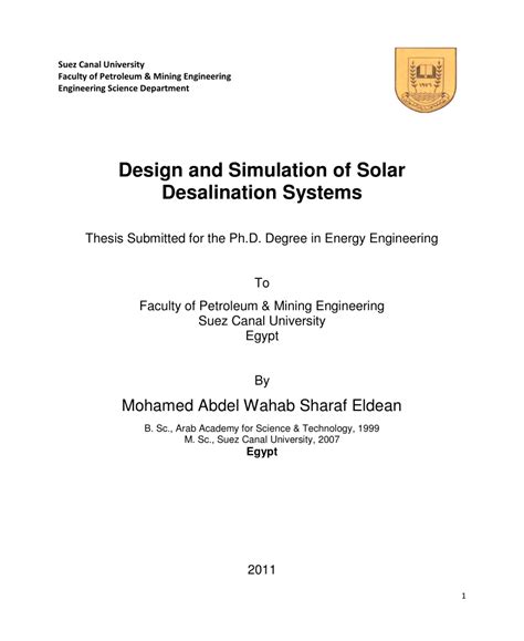 Pdf Design And Simulation Of Solar Desalination Systems
