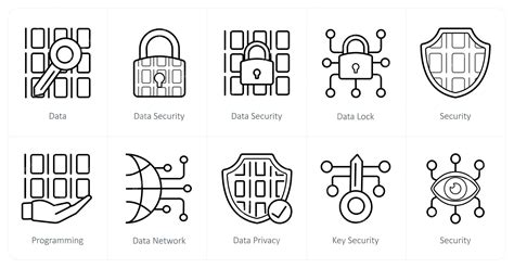 Premium Vector A Set Of 10 Security Icons As Data Data Security Data Lock