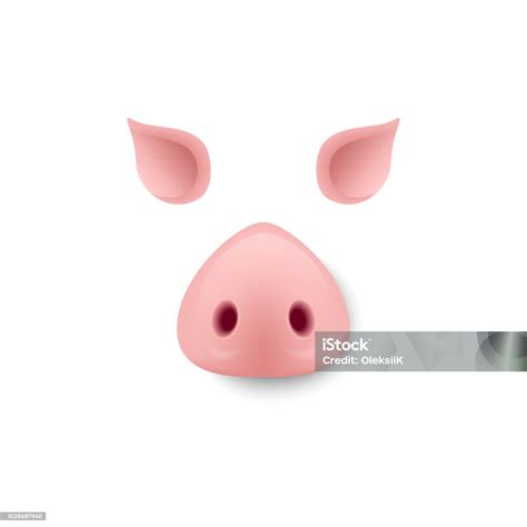 Hidung Dan Telinga Babi Desain Topeng Babi Vektor Ilustrasi Stok