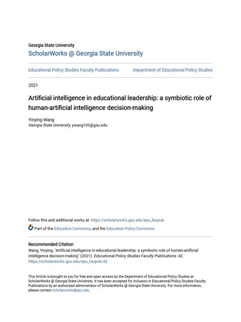 Artificial Intelligence in Educational Leadership - A Symbiotic | PDF | Deep Learning ...