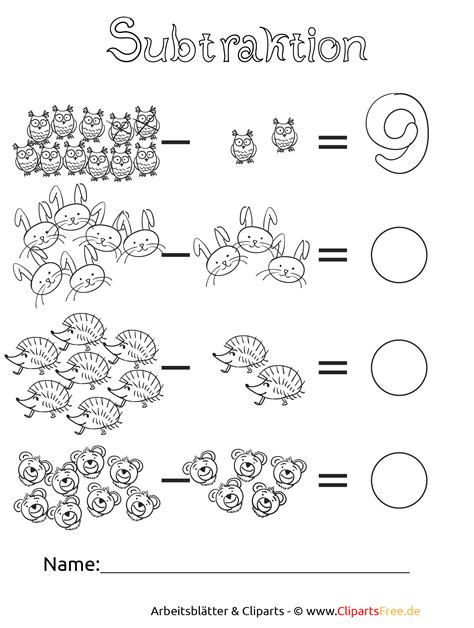 Arbeitsblätter Minusaufgaben Grundschule