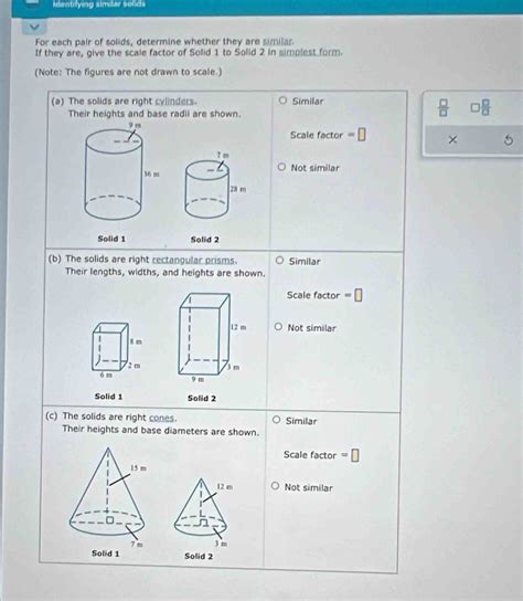 Solved Identifying Similar Solids For Each Pair Of Solids Determine