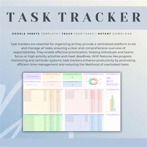 Task Tracker Spreadsheet To Do List Google Sheets Template Task List Template Digital
