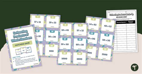 Estimating Products Of Whole Numbers Matching Game Teach Starter